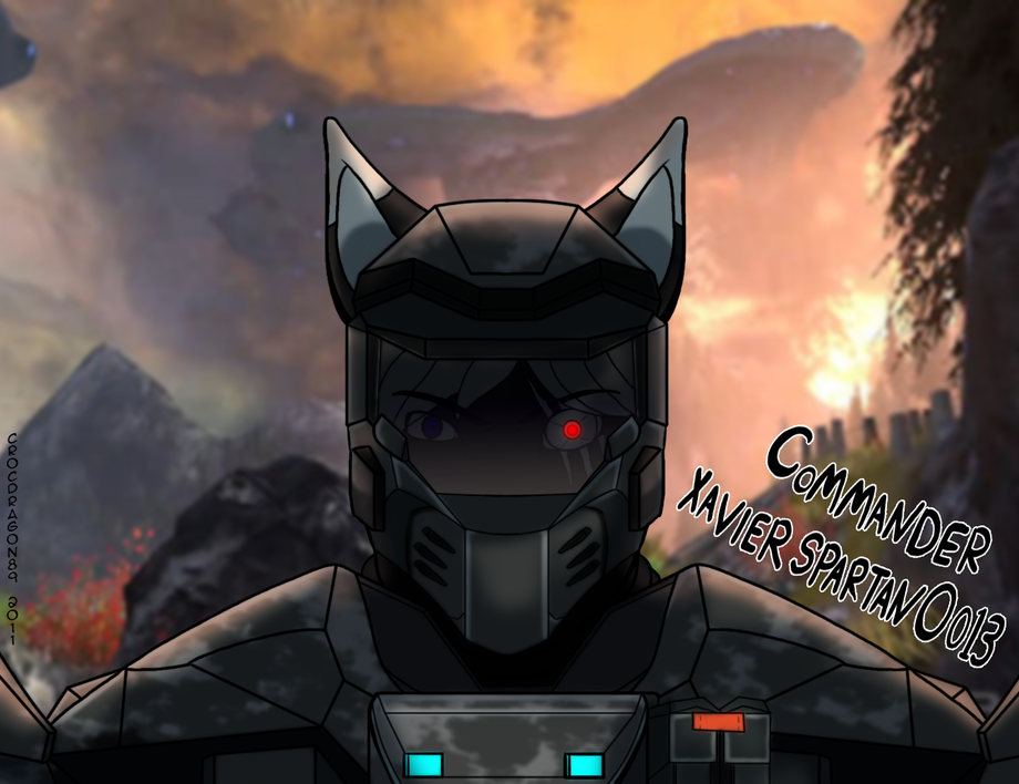 Anthro Spartan III headshot by Xavkitsune